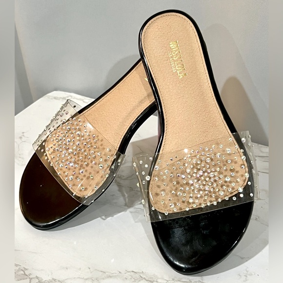 Miss Lola | Shoes | Rhinestone Slide Sandals By Miss Lola | Poshmark
